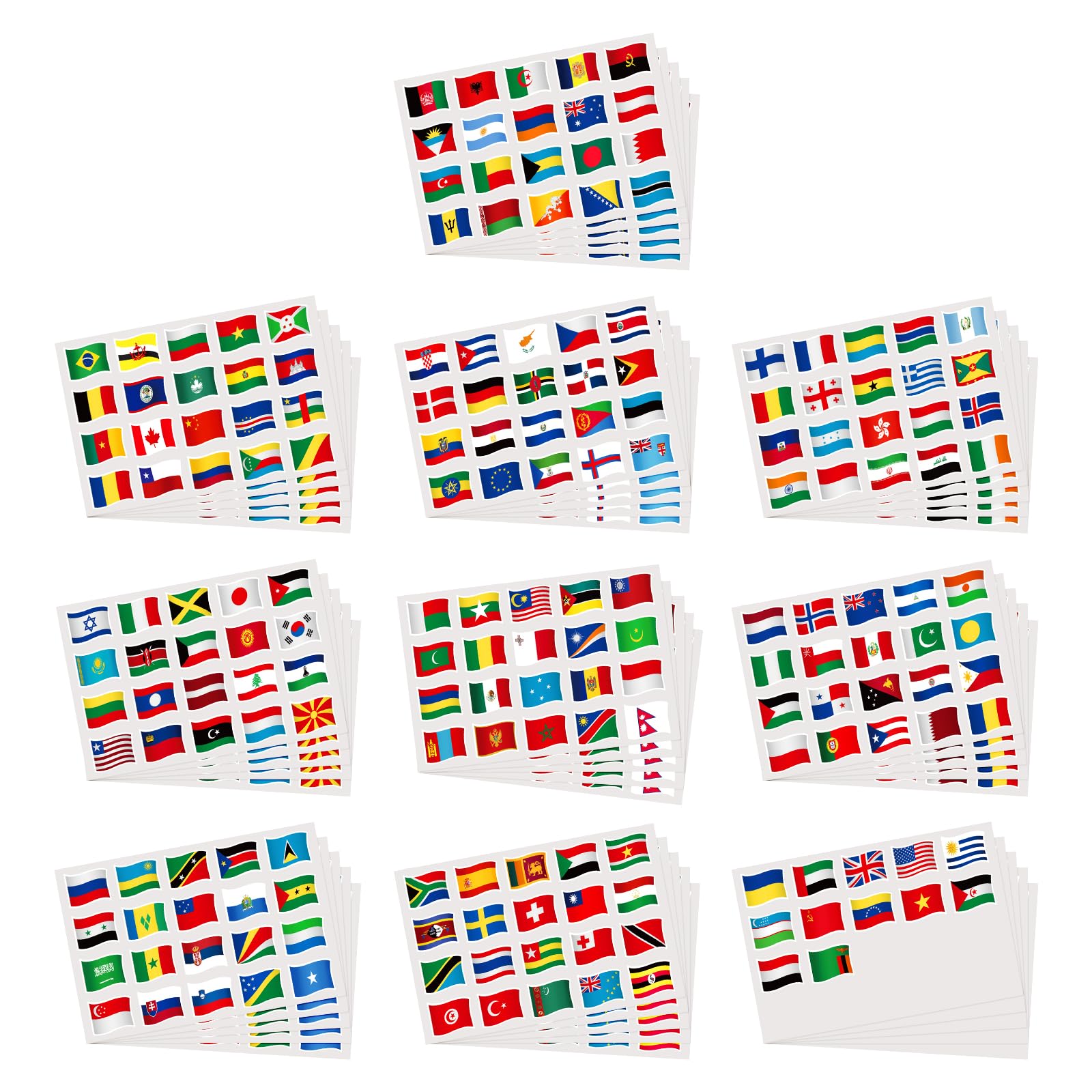 Snapklik.com : 960 Pcs World Flag Stickers 192 World Country Flags Mini ...