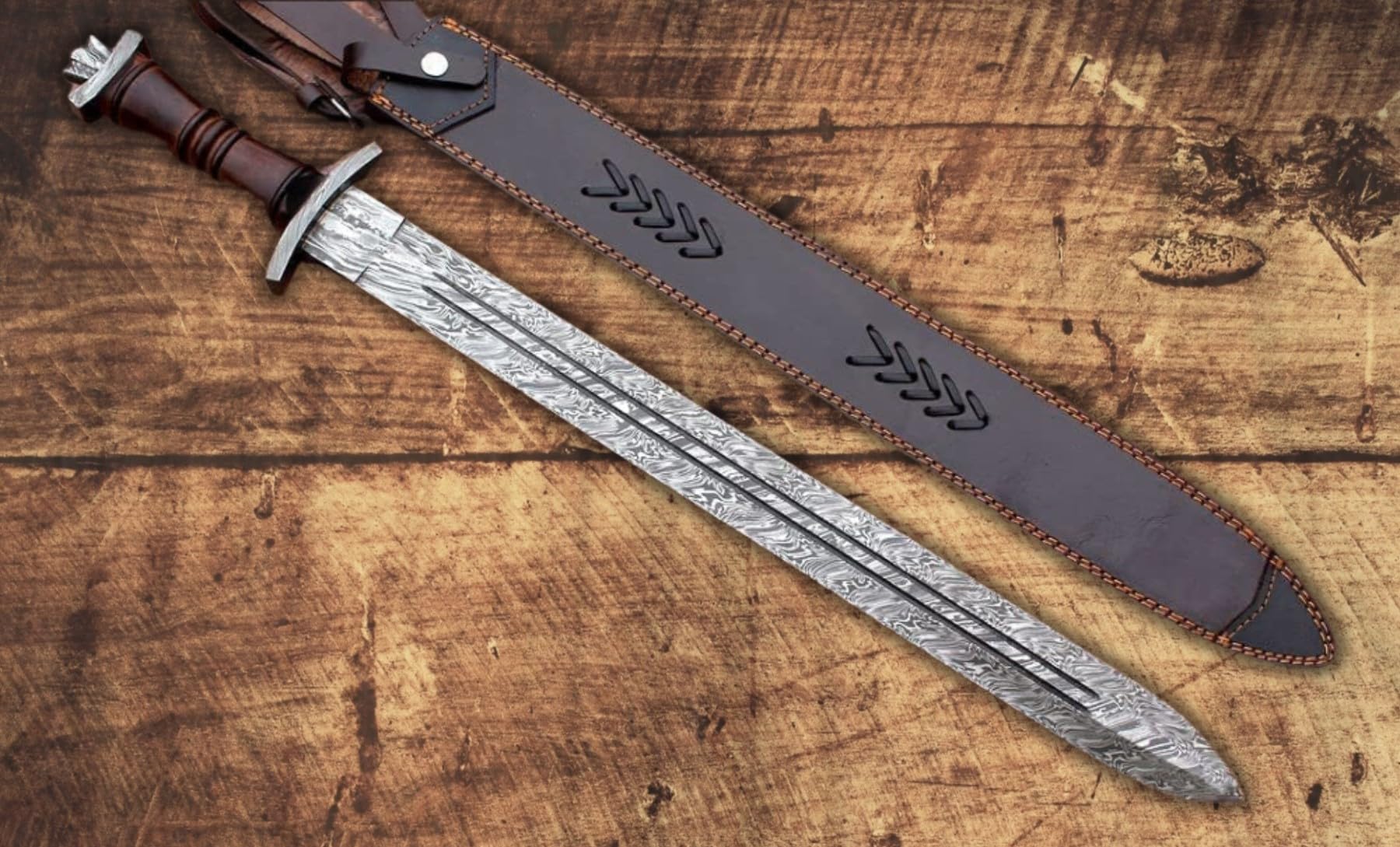 Amazon.com : HAWK KNIVES Handmade Damascus Sword with Sheath | Damascus ...