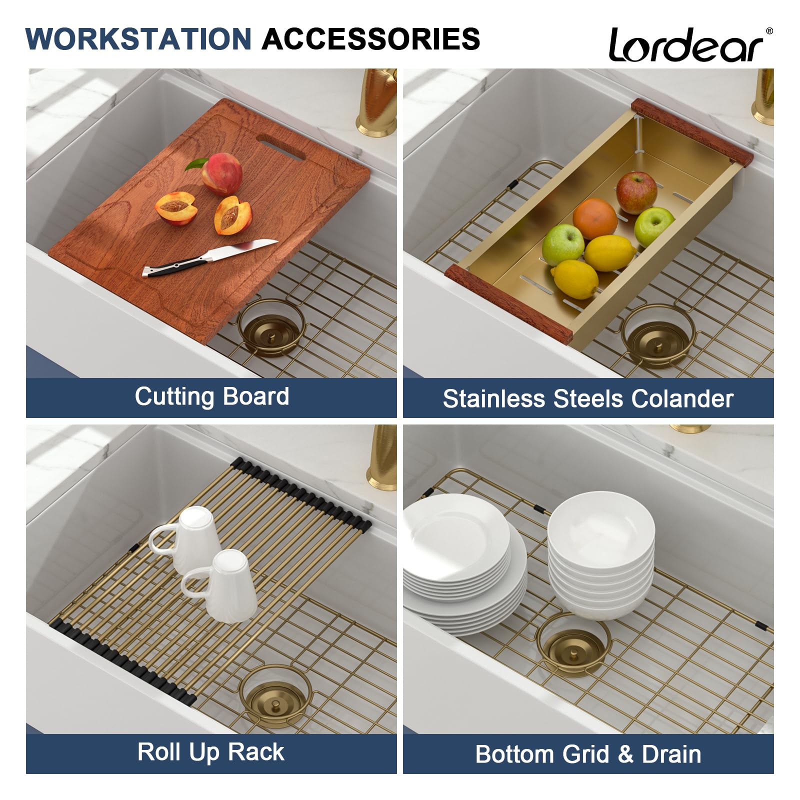 Snapklik.com : 33 Inch White Farmhouse Kitchen Sink 33x20x10 Inch ...