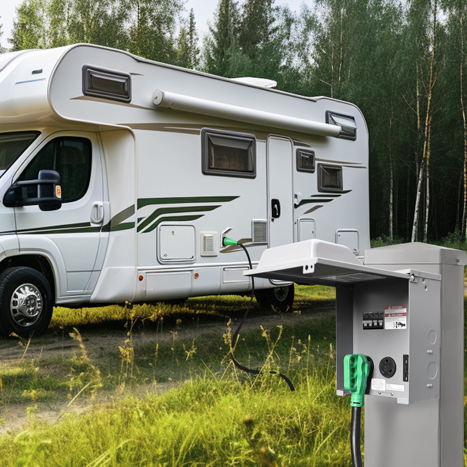 RVGUARD RV Temporary Power Outlet Panel with Breaker, 20 30 50 Amp RV ...