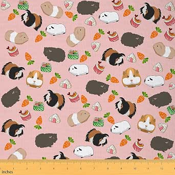 Amazon.com: Cute Guinea Pig Fabric by The Yard,Sushi Carrot Food ...