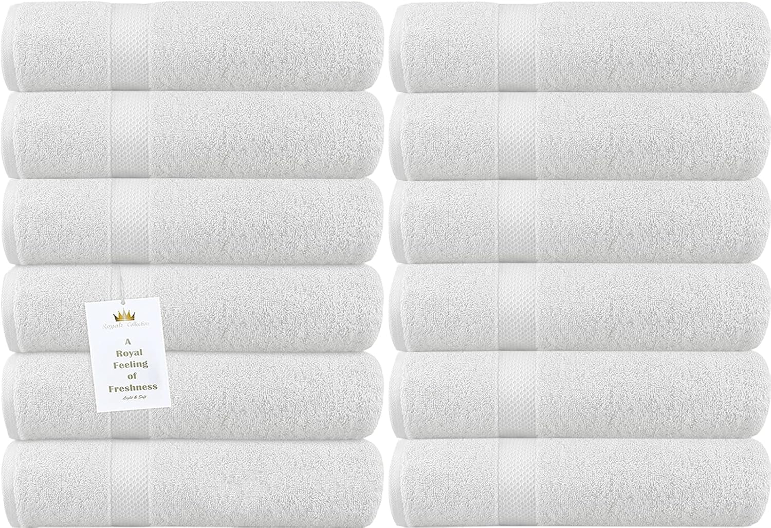 Amazon.com: Royalz Collection Luxurious White Washcloths 12 Pack 550 ...