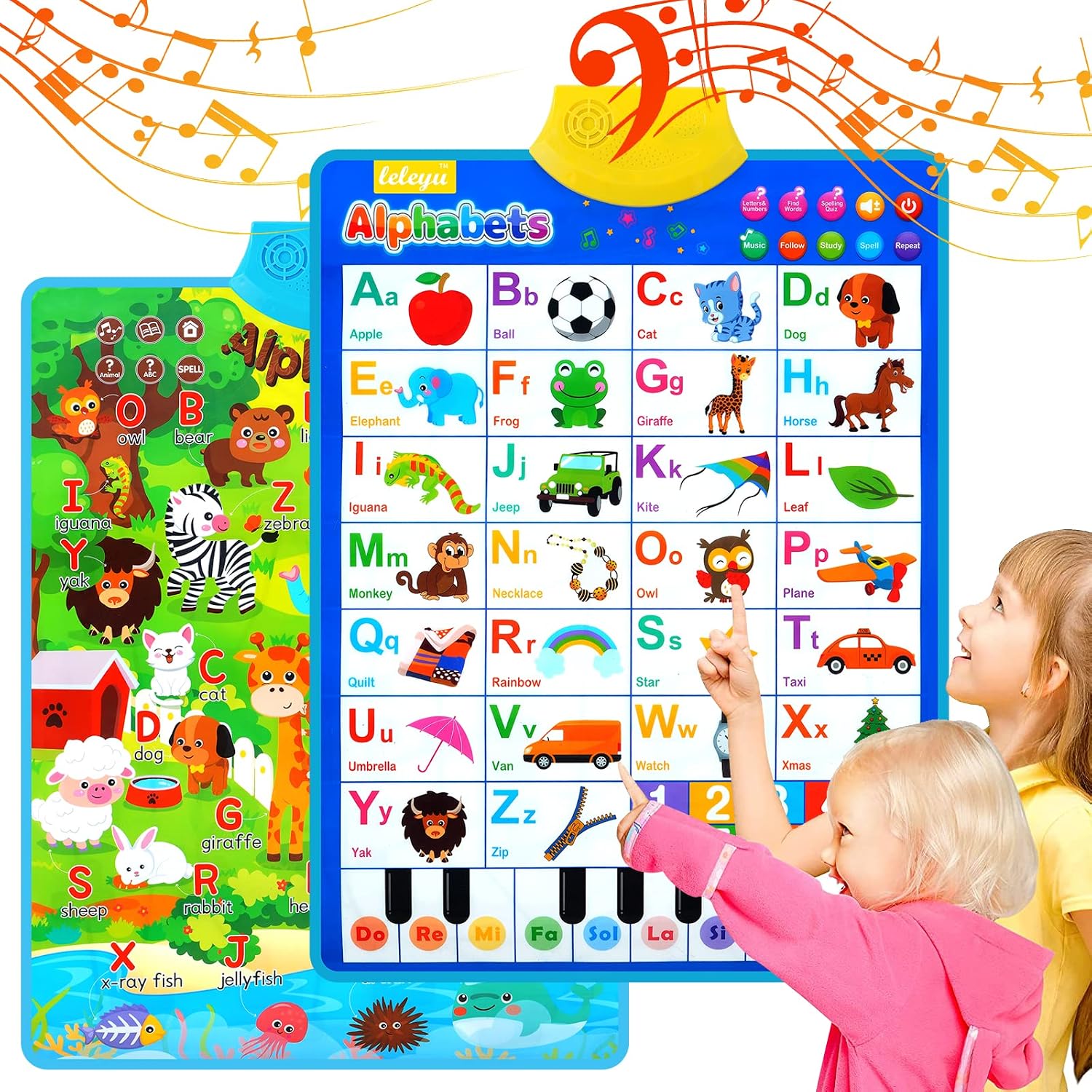 Amazon.com: Electronic Interactive Alphabet Wall Chart - 2Pcs ABC ...