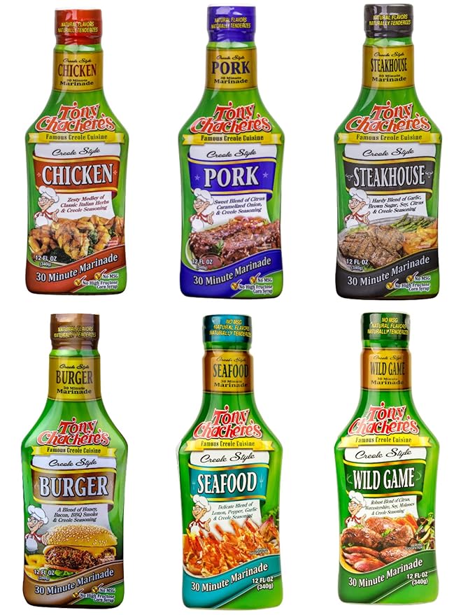 Amazon.com : Tony Chachere's 6 Pack Bundle Pourable Marinade - Includes ...