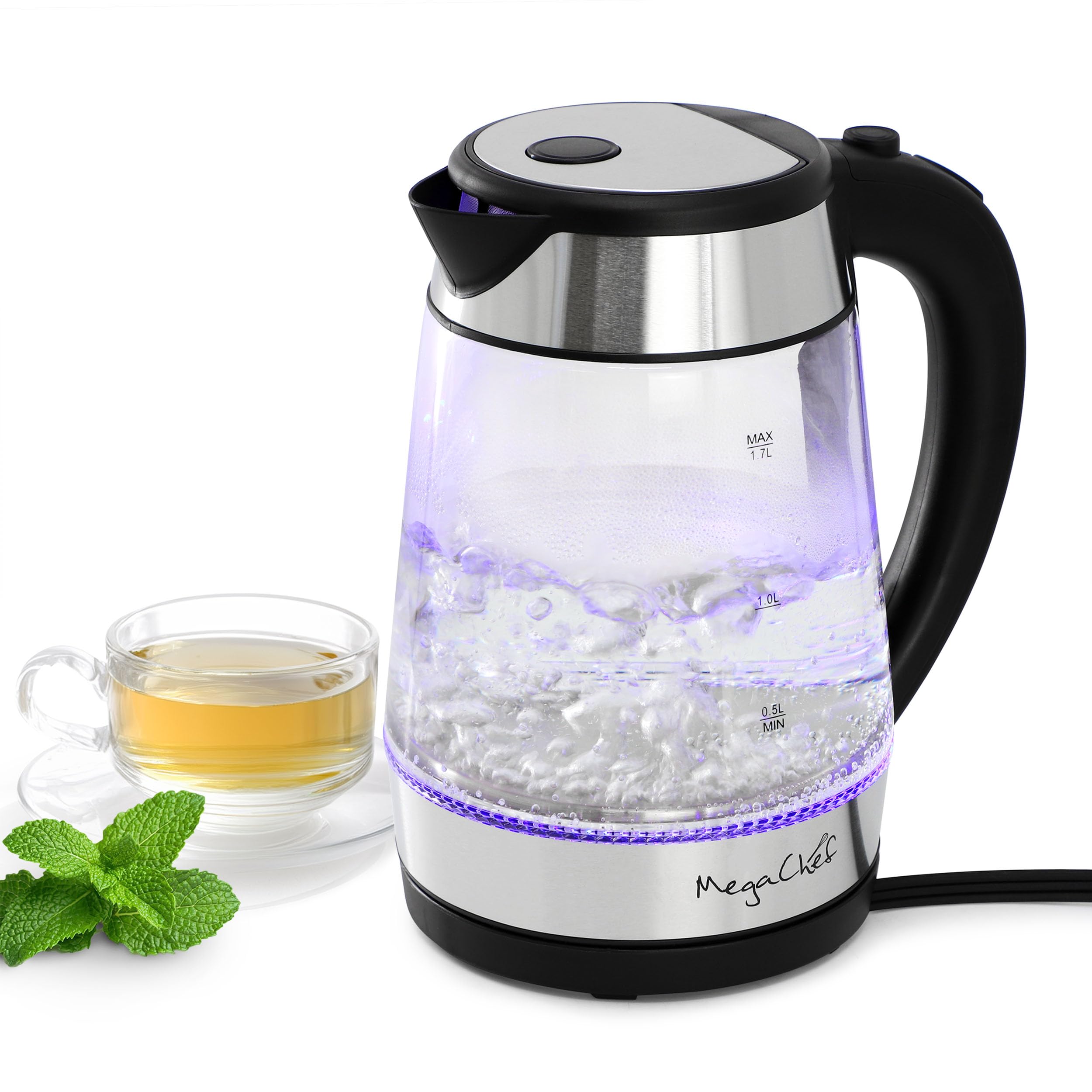 Amazon.com: MegaChef Electric Watter Boiler/Tea Kettle (Glass, 1.7 ...