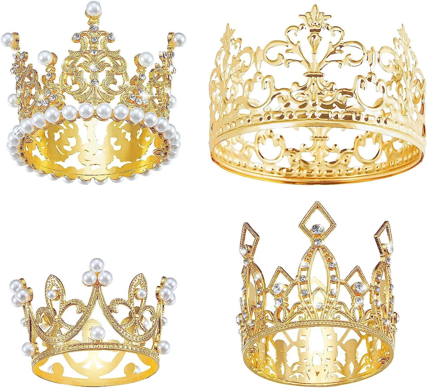 Amazon.com: 4Pcs Crown Cake Topper Mini Gold Crowns Birthday Cake ...