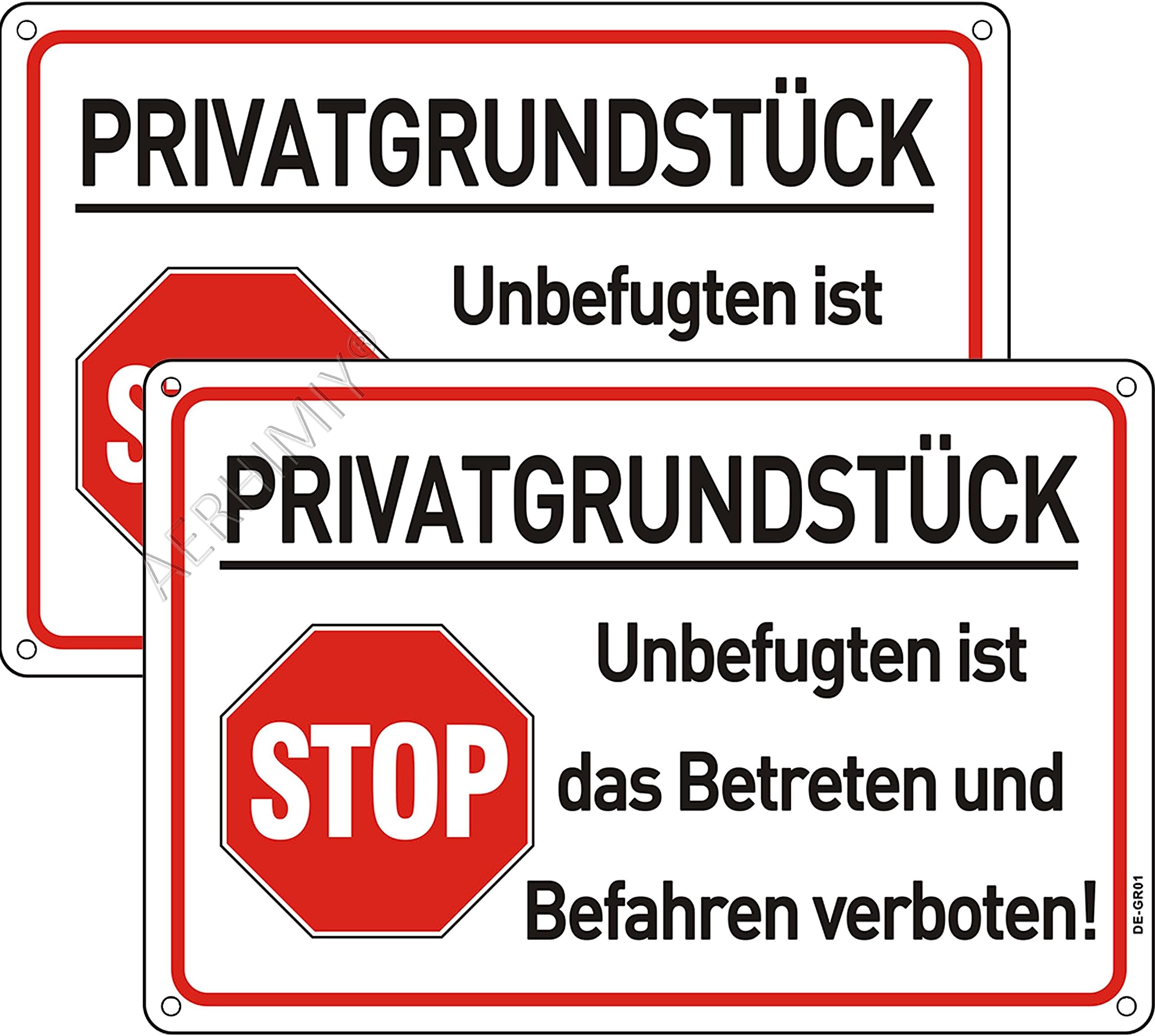 Schild Privatgrundstück Betreten und Befahren Hinweisschild 300x200mm ...
