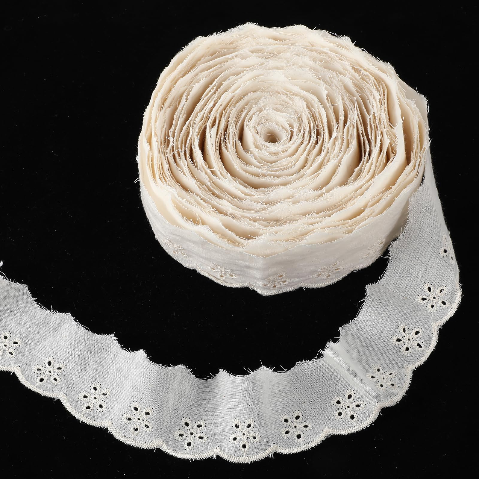 Amazon.com: Cotton Eyelet Lace Trim White Trim Ribbon 15 Yards Floral ...
