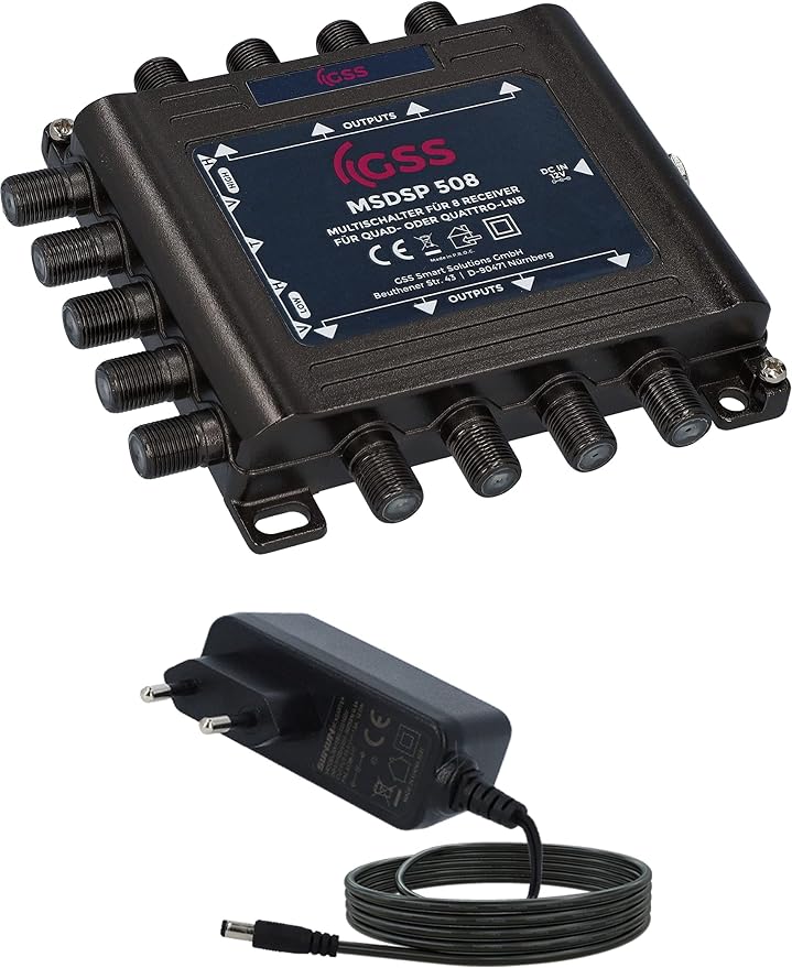 GSS 5/8 Multischalter mit Netzteil - 8 Teilnehmer 1 Satellit - Matrix ...