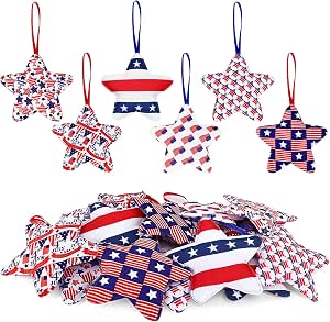 Amazon.com: 30 Pcs 4th of July Hanging Stars Ornament, Red White Blue ...