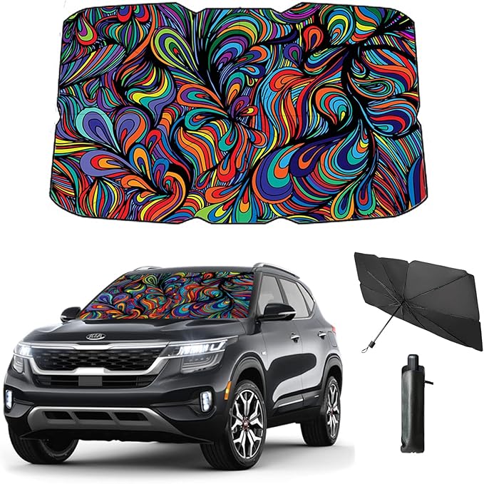 Amazon.com: Coricha Windshield Sun Shade Car Brella Shield 57 * 31 ...