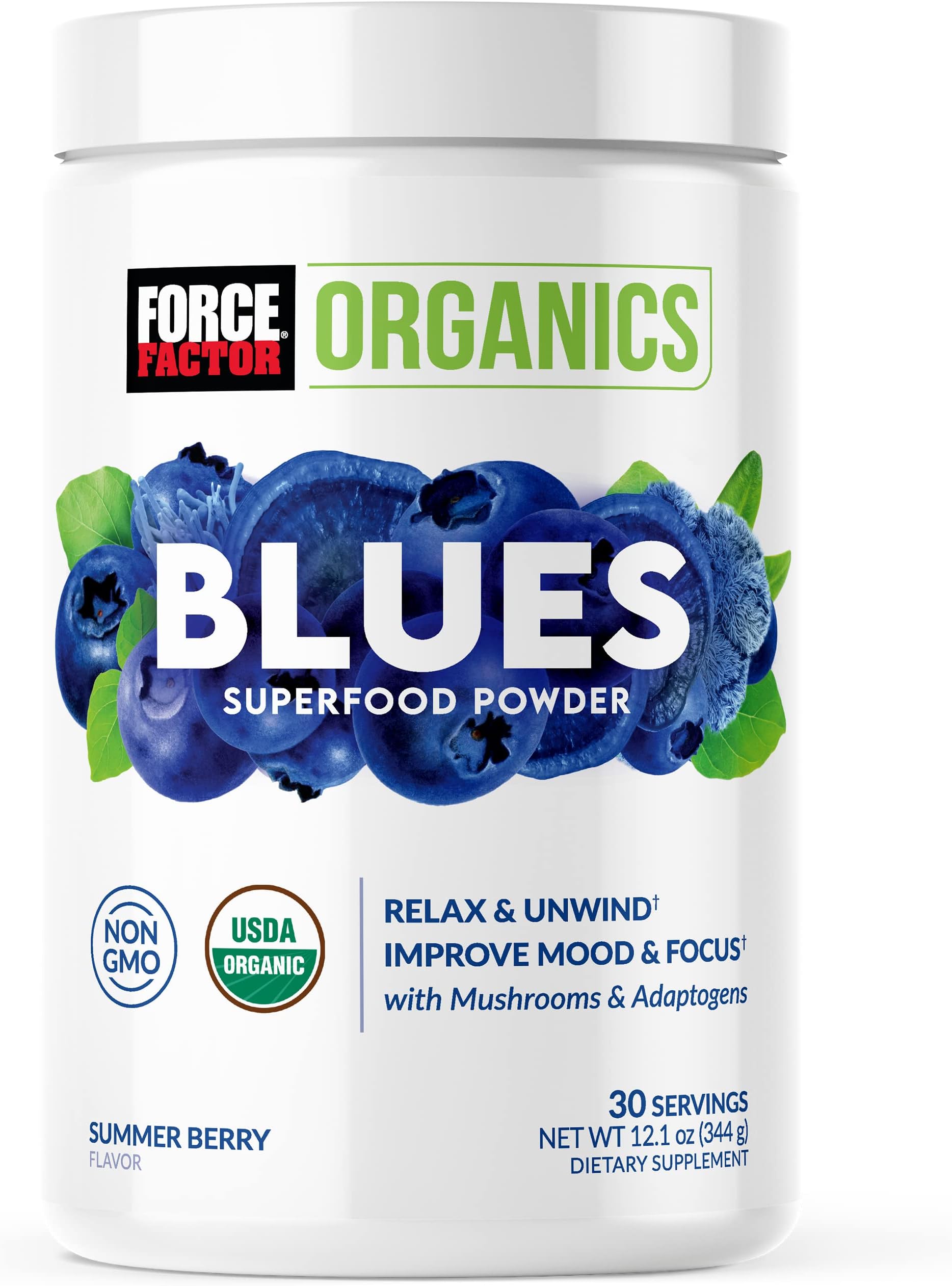 Amazon.com: FORCE FACTOR Organics Blues Superfood Powder for Stress ...
