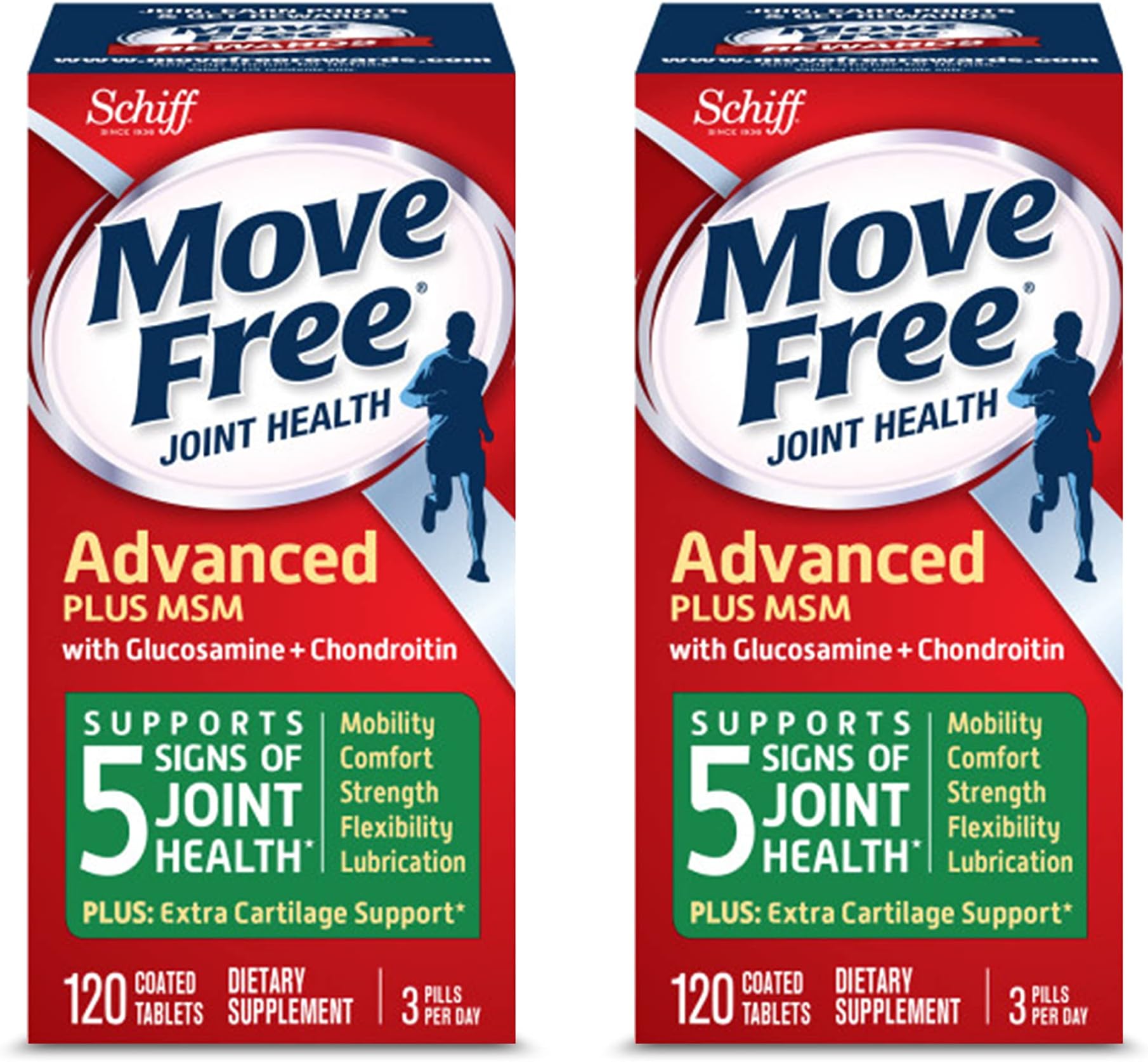 Amazon.com: Move Free Advanced Plus MSM Coated Tablets, Joint Health ...