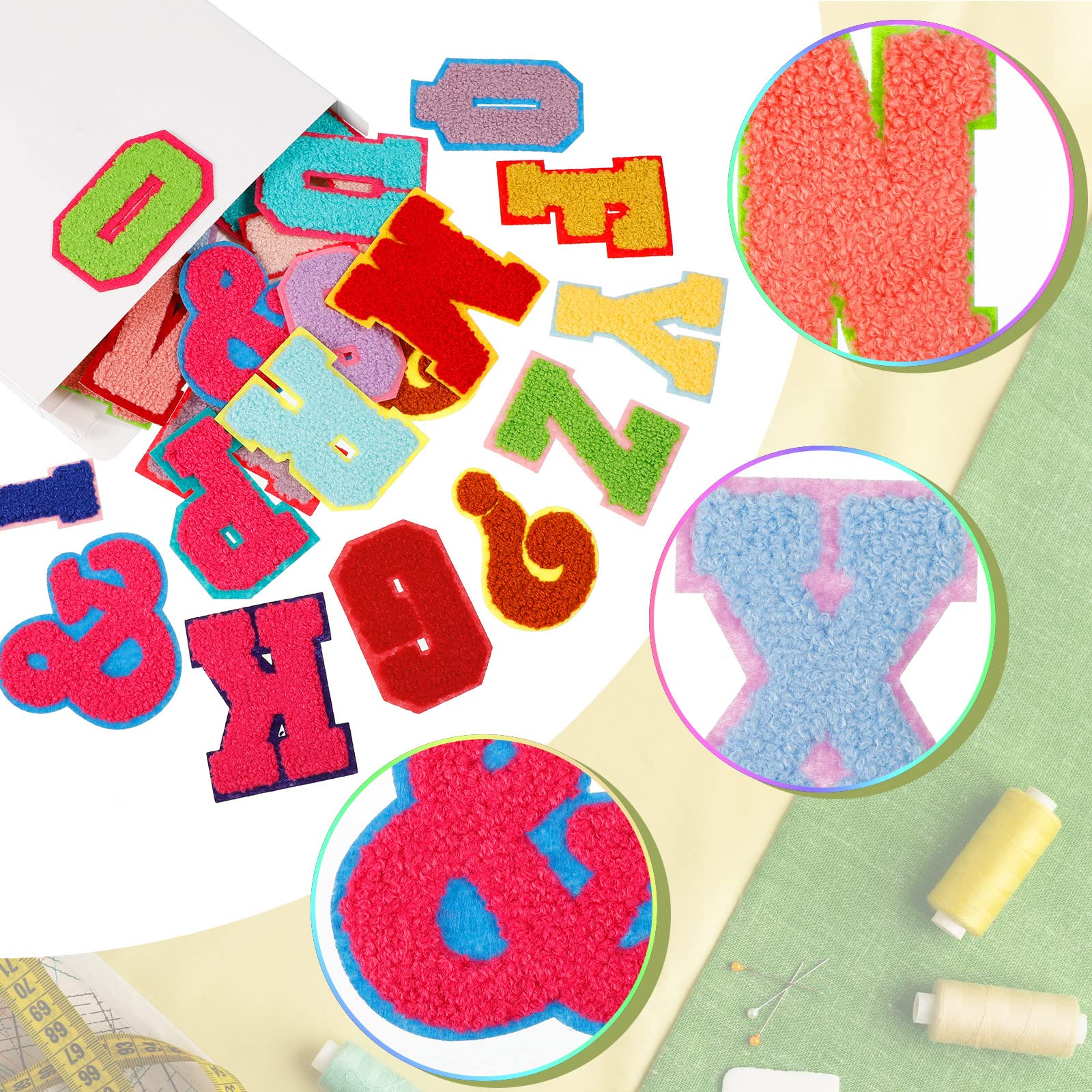 38 Pieces Iron on Letter Patches Chenille Patches Embroidered Alphabet ...