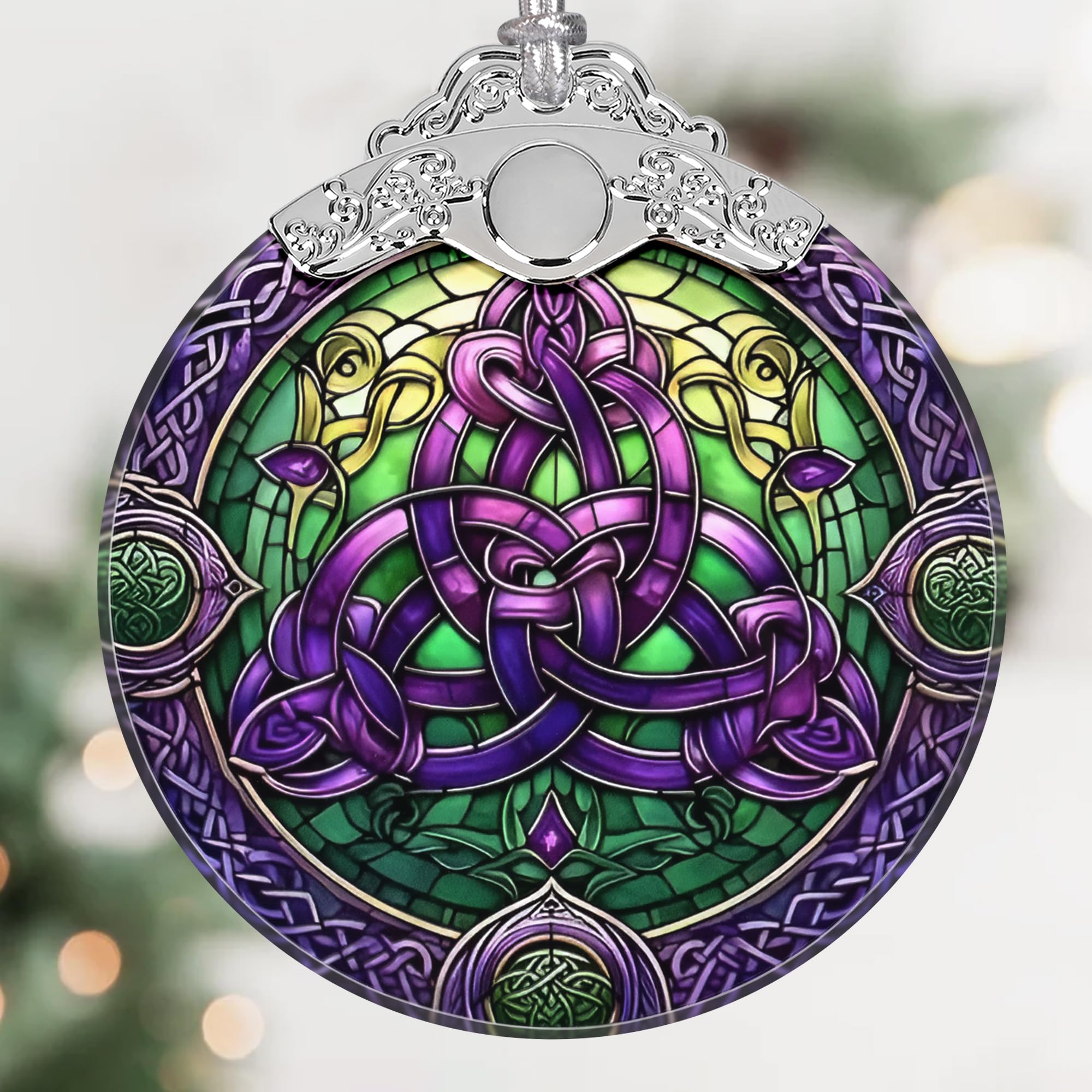 Amazon.com: Celtic Knot Christmas Ornament, Stained Glass Hanging ...