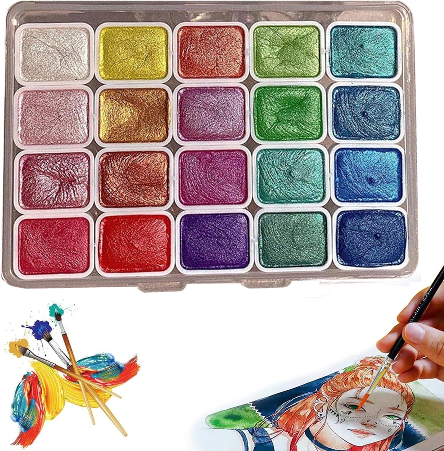 Amazon.com: 20 Colors Watercolor Painting Set 2024 New Metallic ...