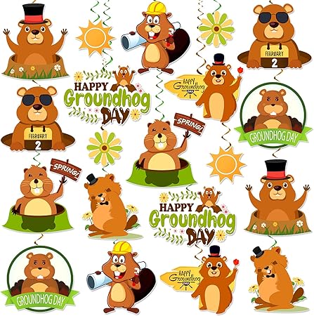 Amazon.com: Happy Groundhog Day Hanging Swirl, 40 Pcs Groundhog Day ...