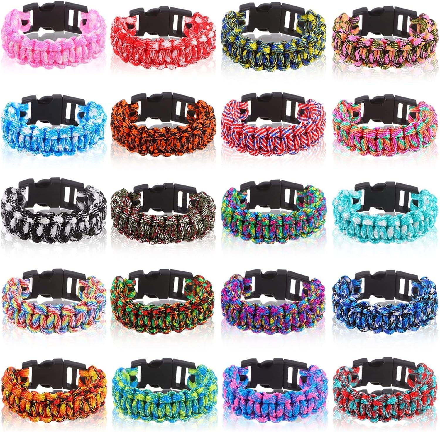 Amazon.com: OBANGONG 20 Pcs Paracord Bracelet Camo Braided Parachute ...