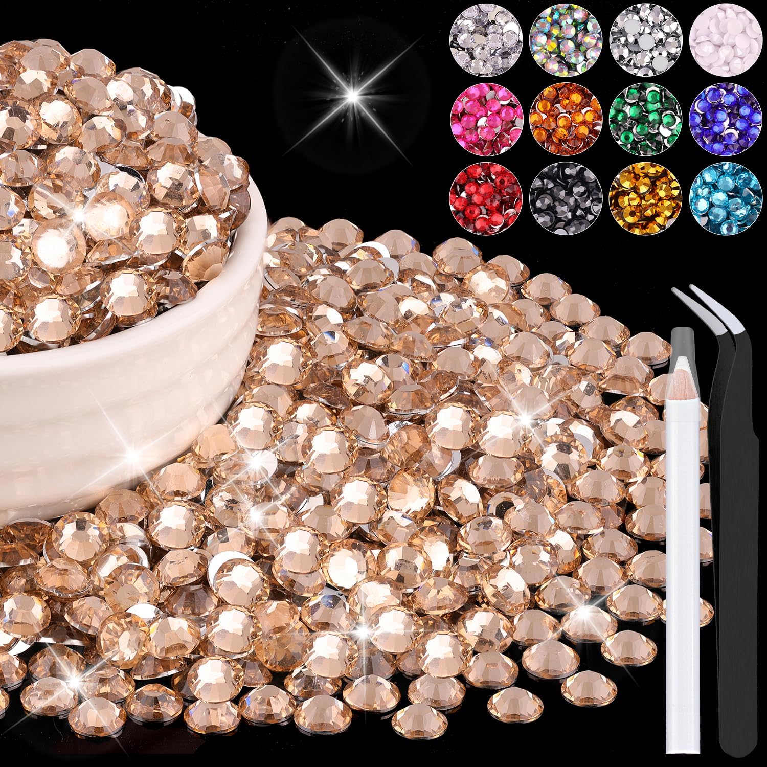 Amazon.com: 4000PCS 5mm Resin Rhinestones Bulk for Crafting (Champagne ...