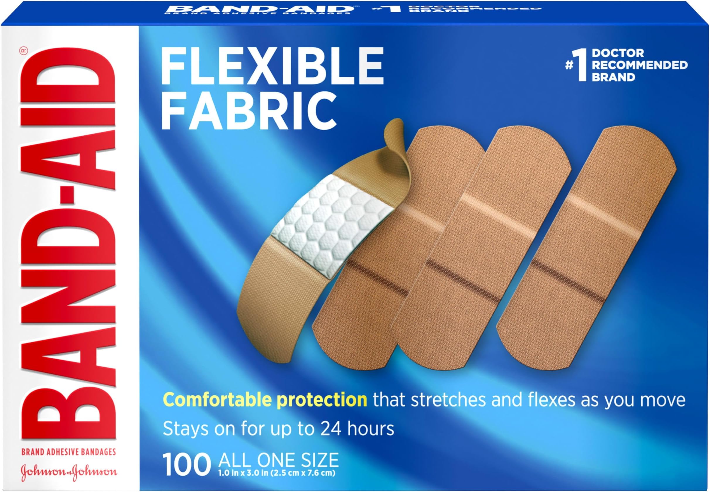 Amazon.com: Band-Aid Brand Flexible Fabric Adhesive Bandages for Wound ...
