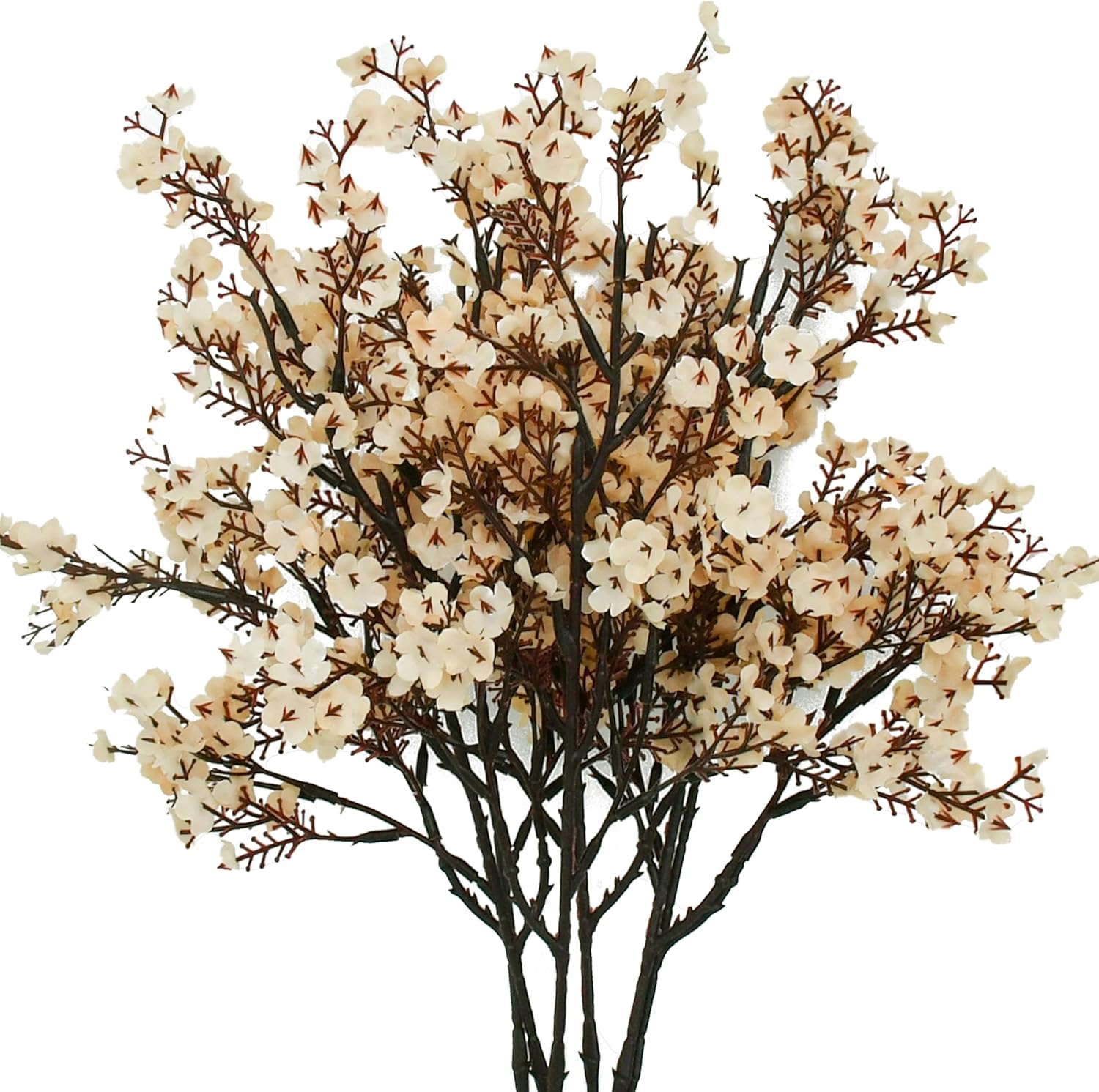 Amazon.com: Mandy's Champagne Artificial Baby’s Breath Flowers 6 Bundles Silk Gypsophila with ...