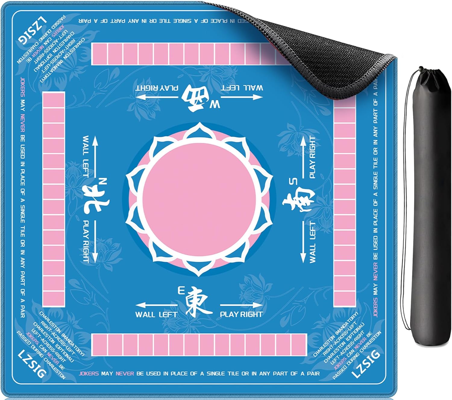 Amazon.com: LZSIG Mahjong Mat with Rules 33×33", 3mm Thickened Anti ...