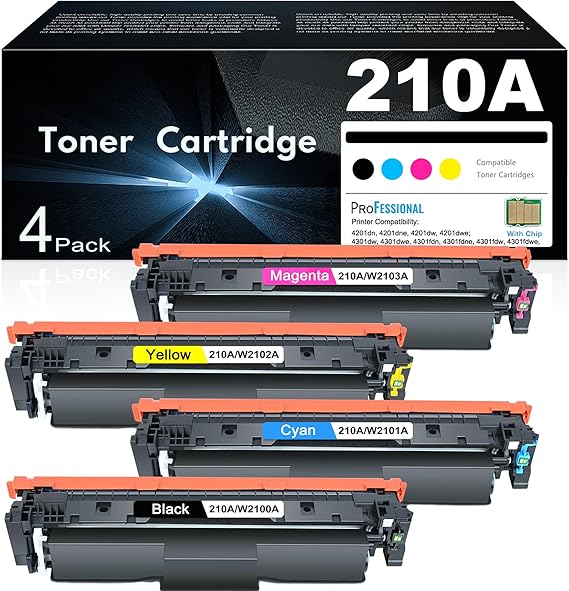 Amazon.com: DOSUM 210A Toner Cartridges 4 Pack Replacement for 210A 210X 210 Toner W2100A W2100X ...