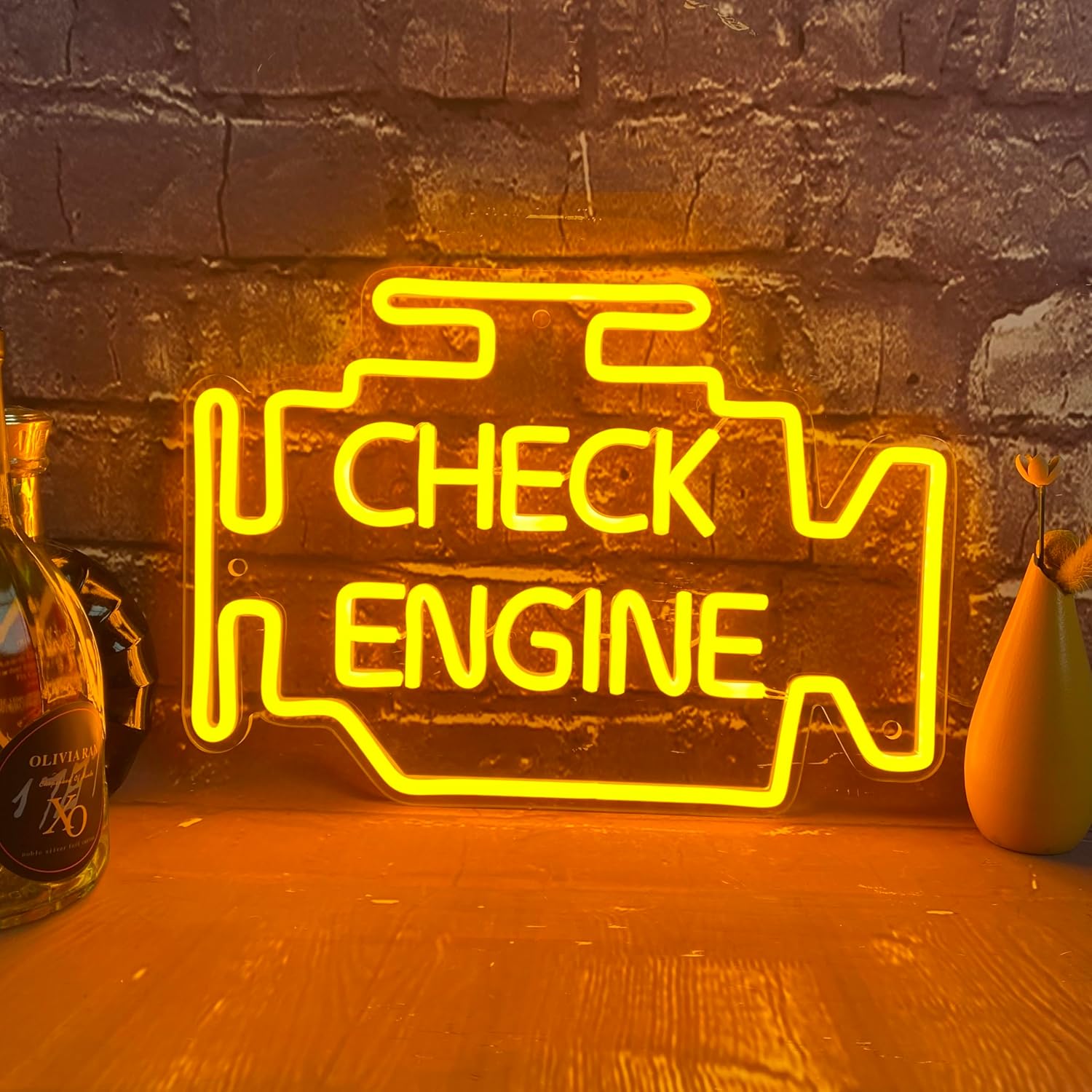 Amazon.com : Check Engine Neon Sign for Garage Decor, LED Neon Lights ...