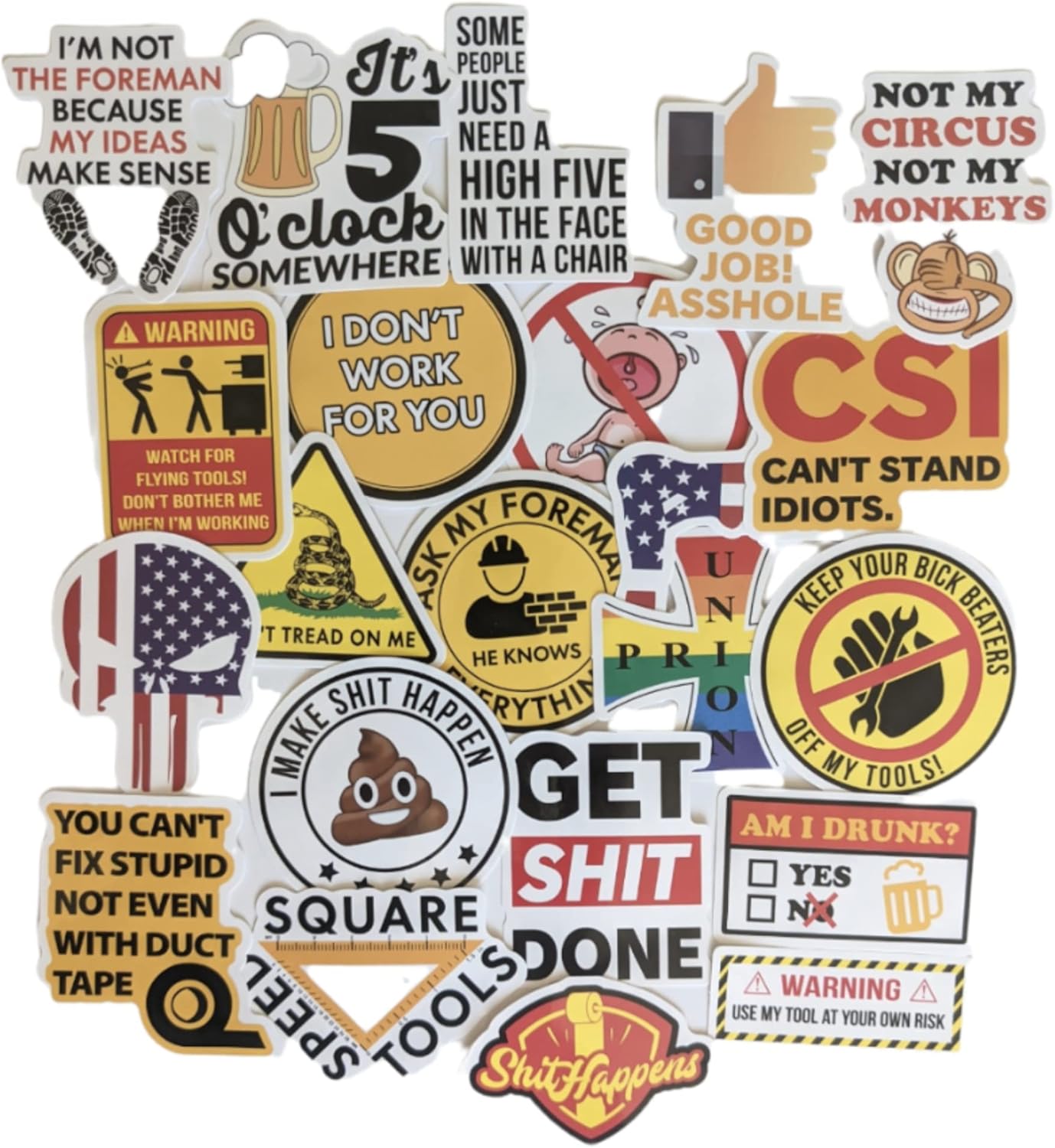 Amazon.com: Inappropriate Hard Hat Adult Men 50 Pack Sticker ToolBoxes ...