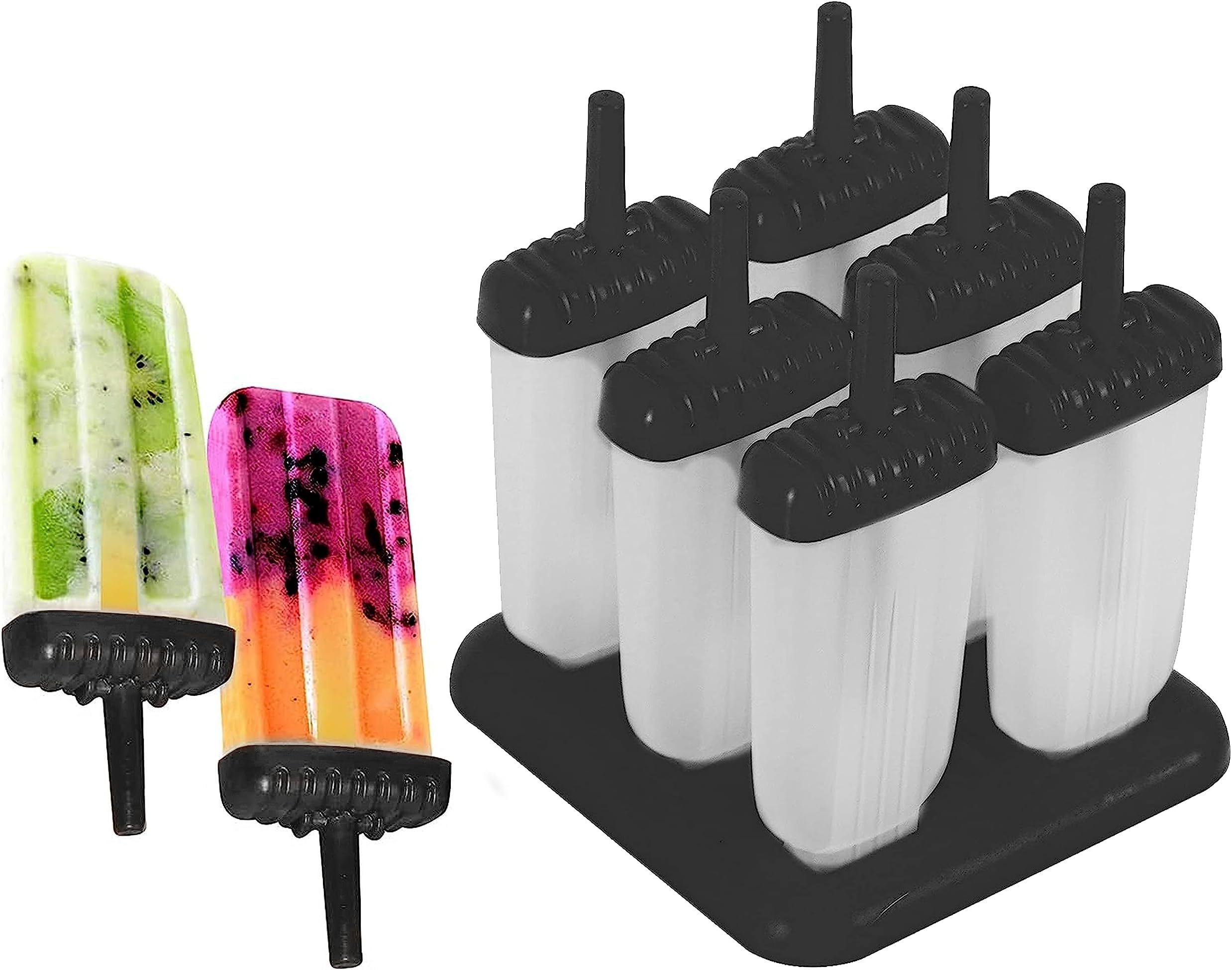 Buy Clazkit Set of 6 Plastic Reusable Ice Pop Makers, Homemade Popsicle ...