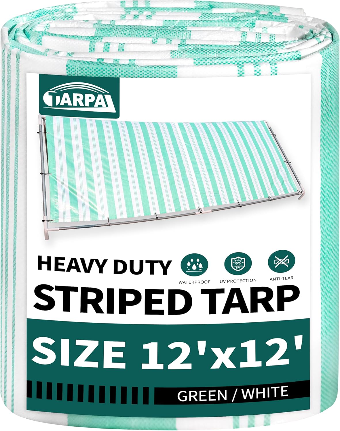 TARPAL Heavy Duty Poly Tarp 12x12 Feet 12mil Striped tarp Multipurpose ...