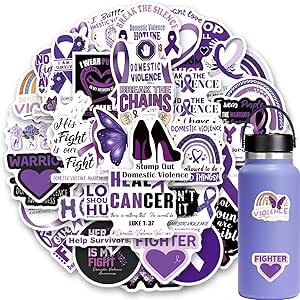 Amazon.com: 60Pcs Domestic Violence Awareness Stickers, Purple Ribbon ...