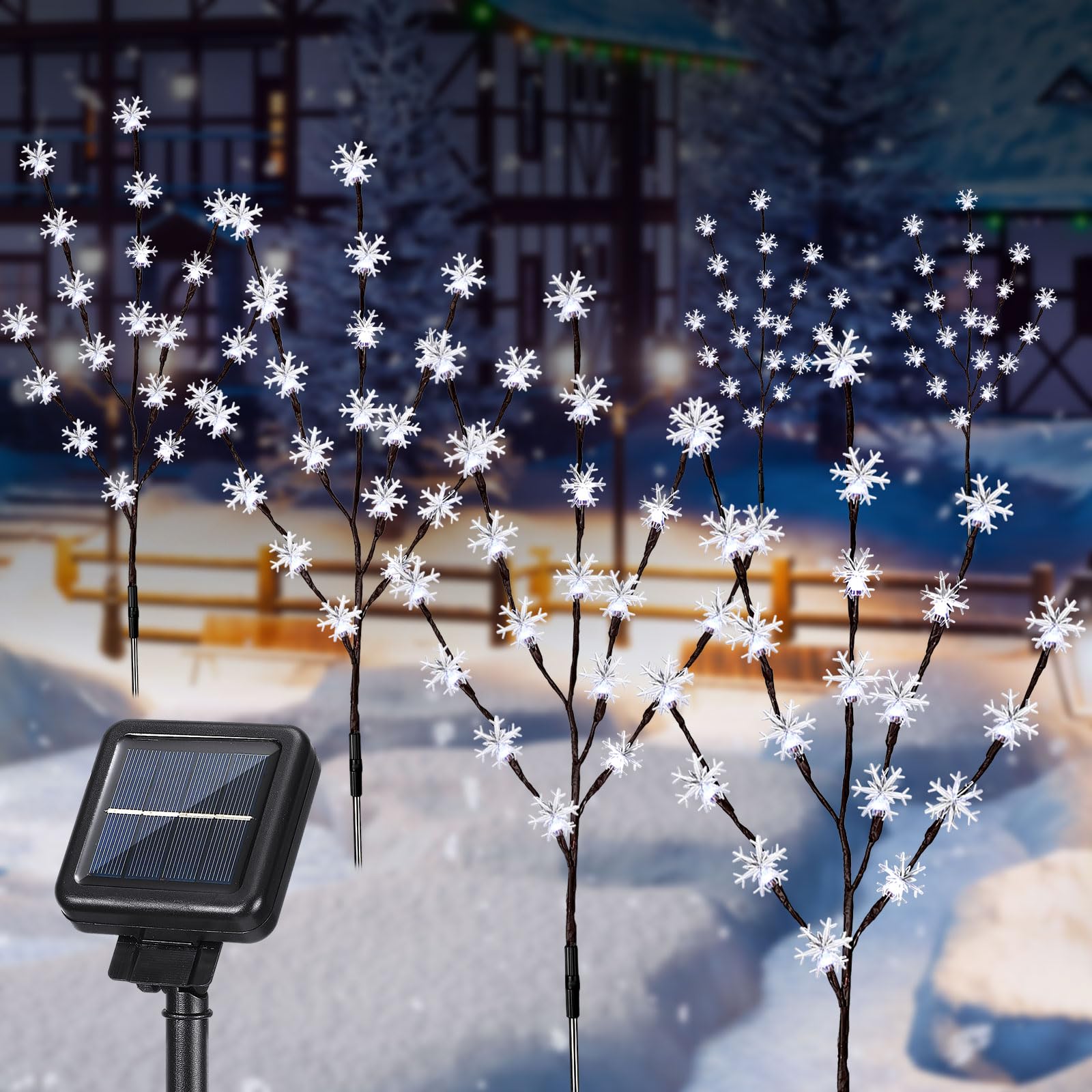 Retisee 6 Pack 120 LEDs Christmas Solar Snowflake Lights Christmas ...