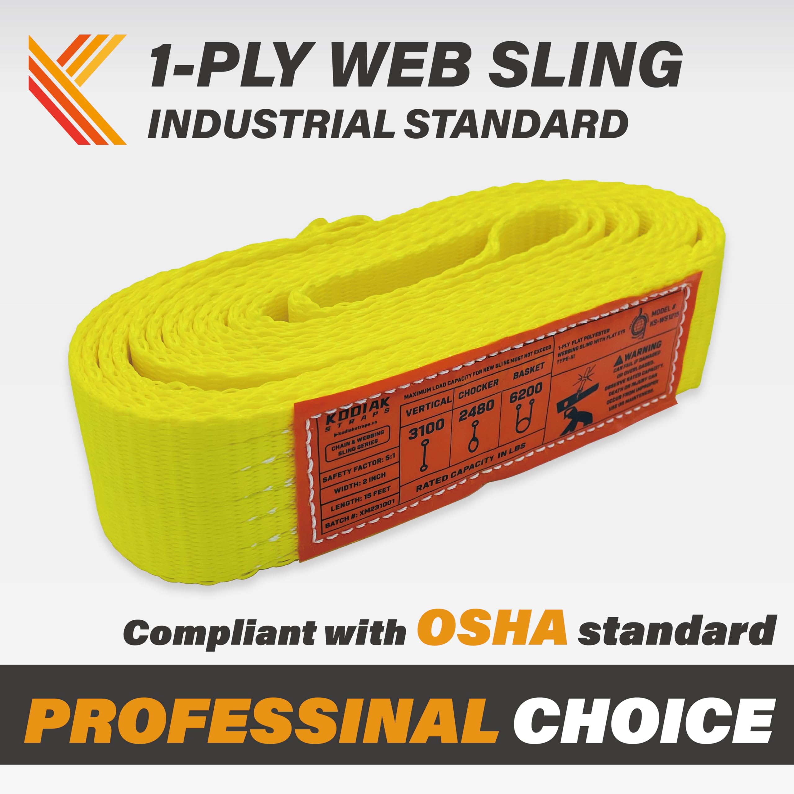 Snapklik.com : 1-Ply Webbing Sling 2”x 6ft Lifting Straps 2 Pack Heavy ...