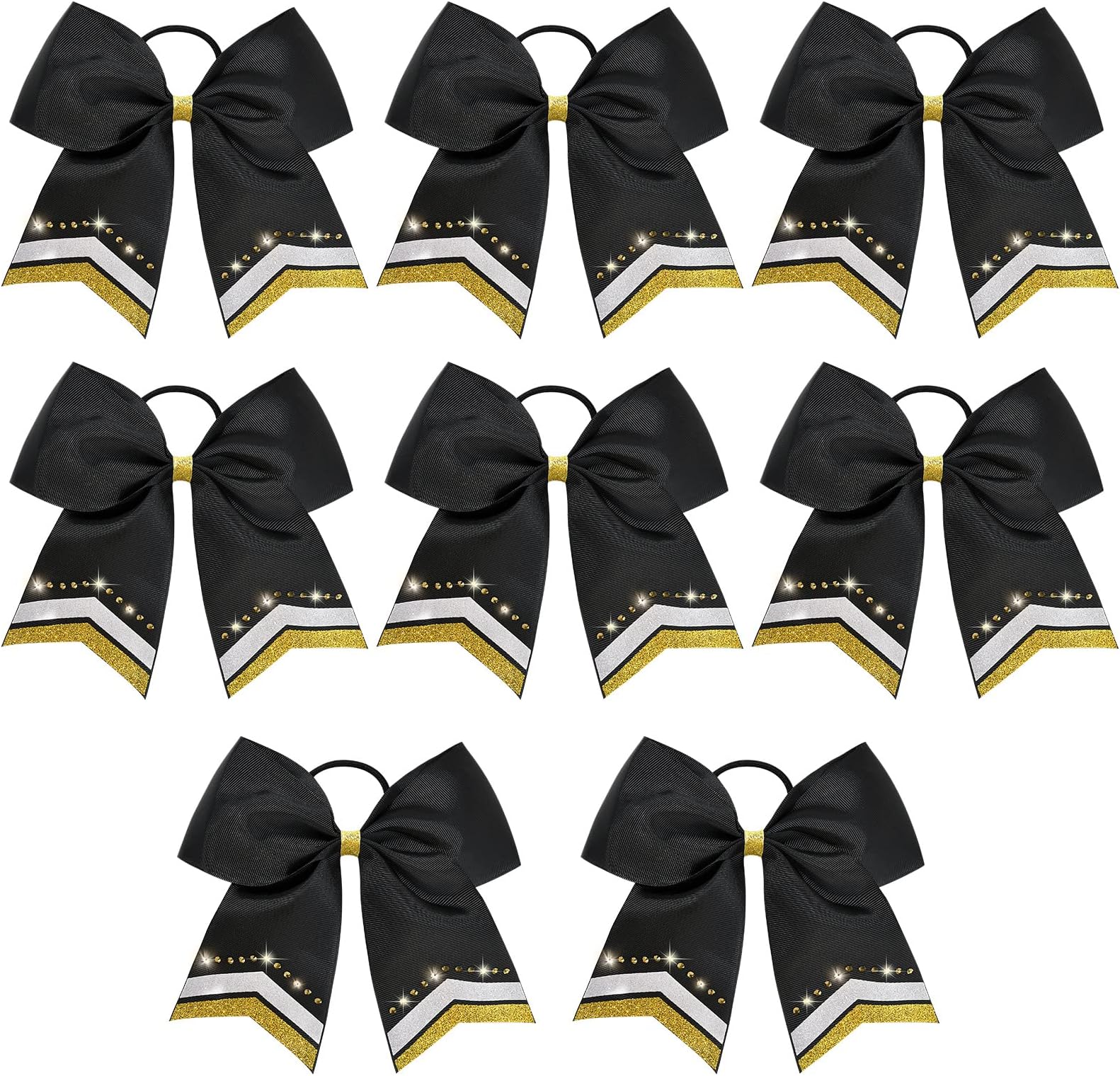 Amazon.com : Large Glitter Hair Bows Set of 8 - 8 Black Rhinestone ...