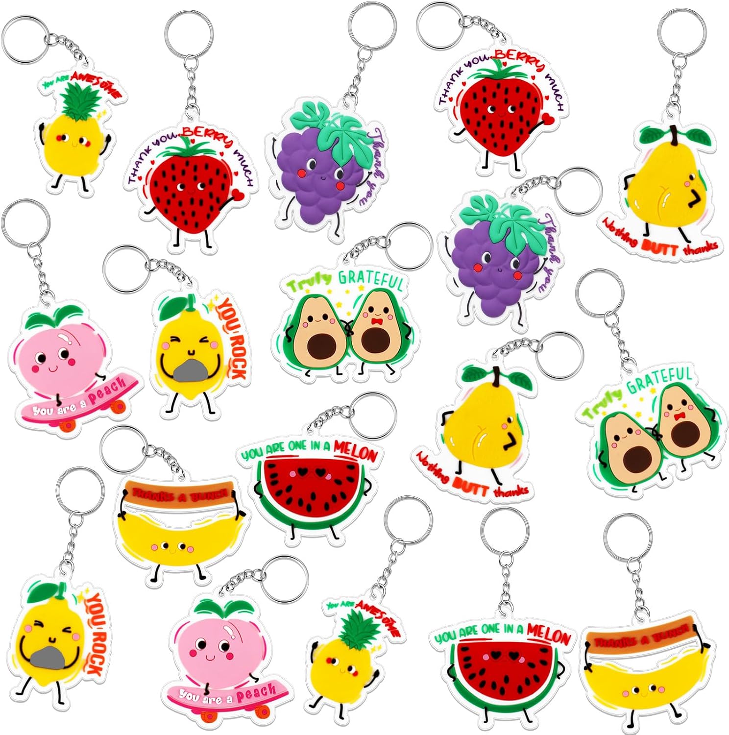 Amazon.com: Sasylvia 36 Pcs Thank You Keychains Bulk Cute Fruit ...