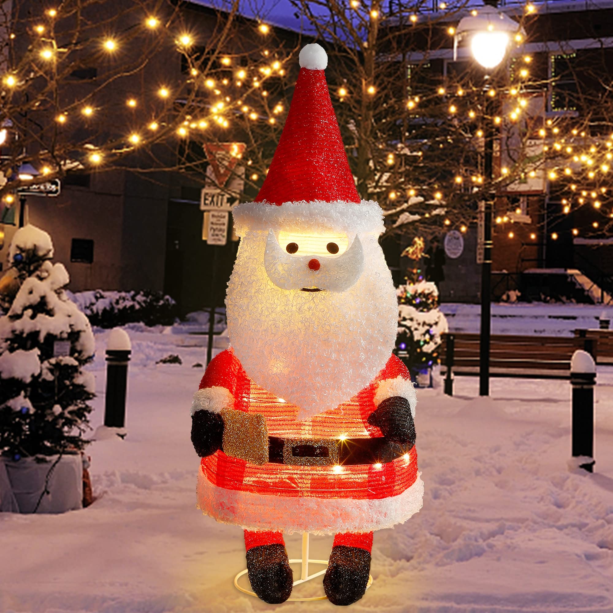 Buy ATDAWN 2.3 ft Pre-Lit Light Up Santa Claus, Christmas Collapsible ...