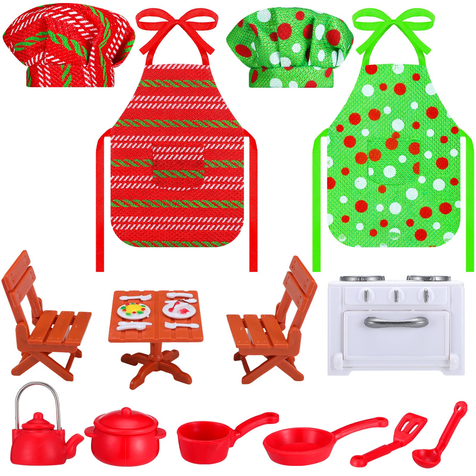 Amazon.com: Christmas Elf Accessories Mini Elf Doll Baker Outfit Set ...
