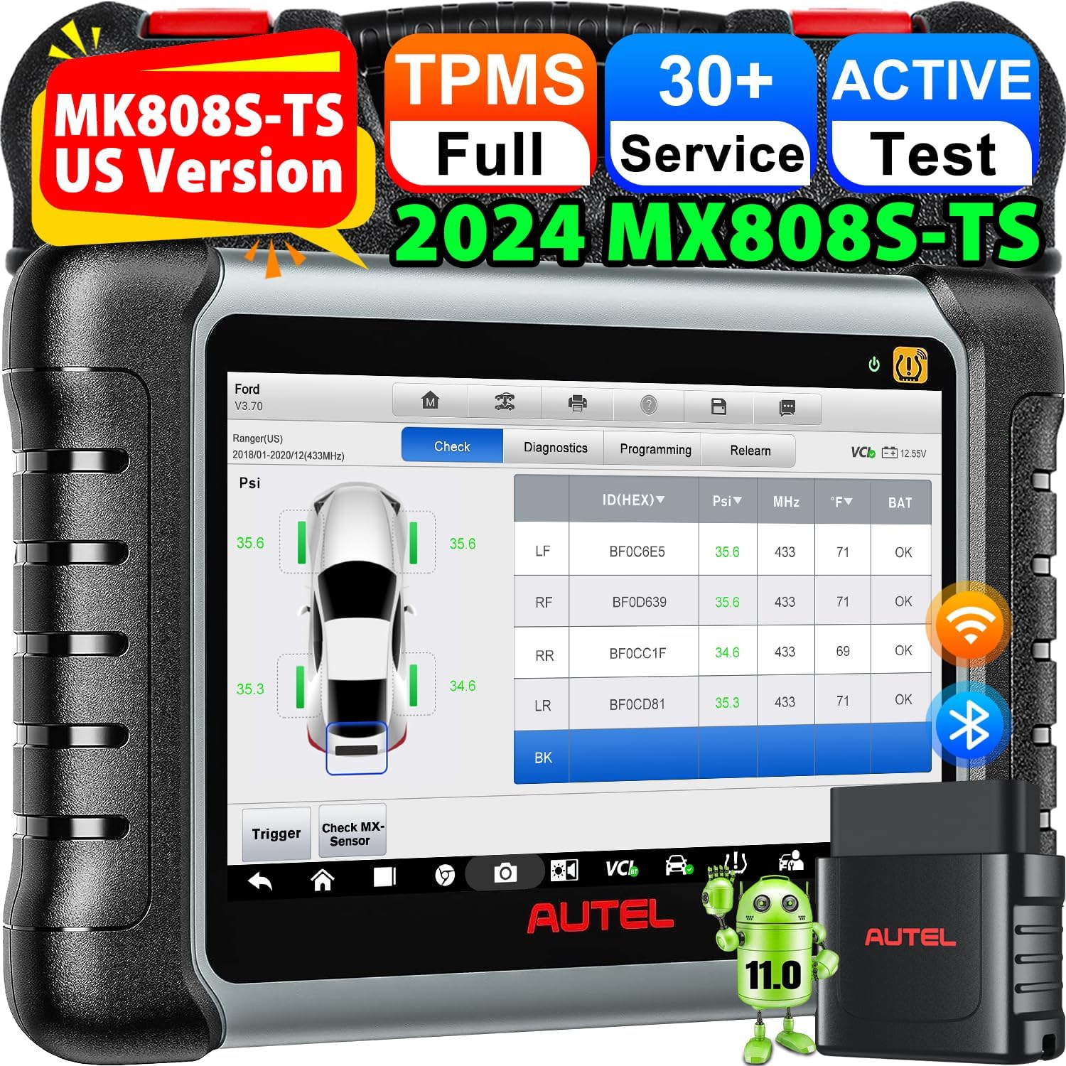 Autel MaxiCheck MX808S-TS OBD2 Scanner, 2024 Android 11.0 Same as ...