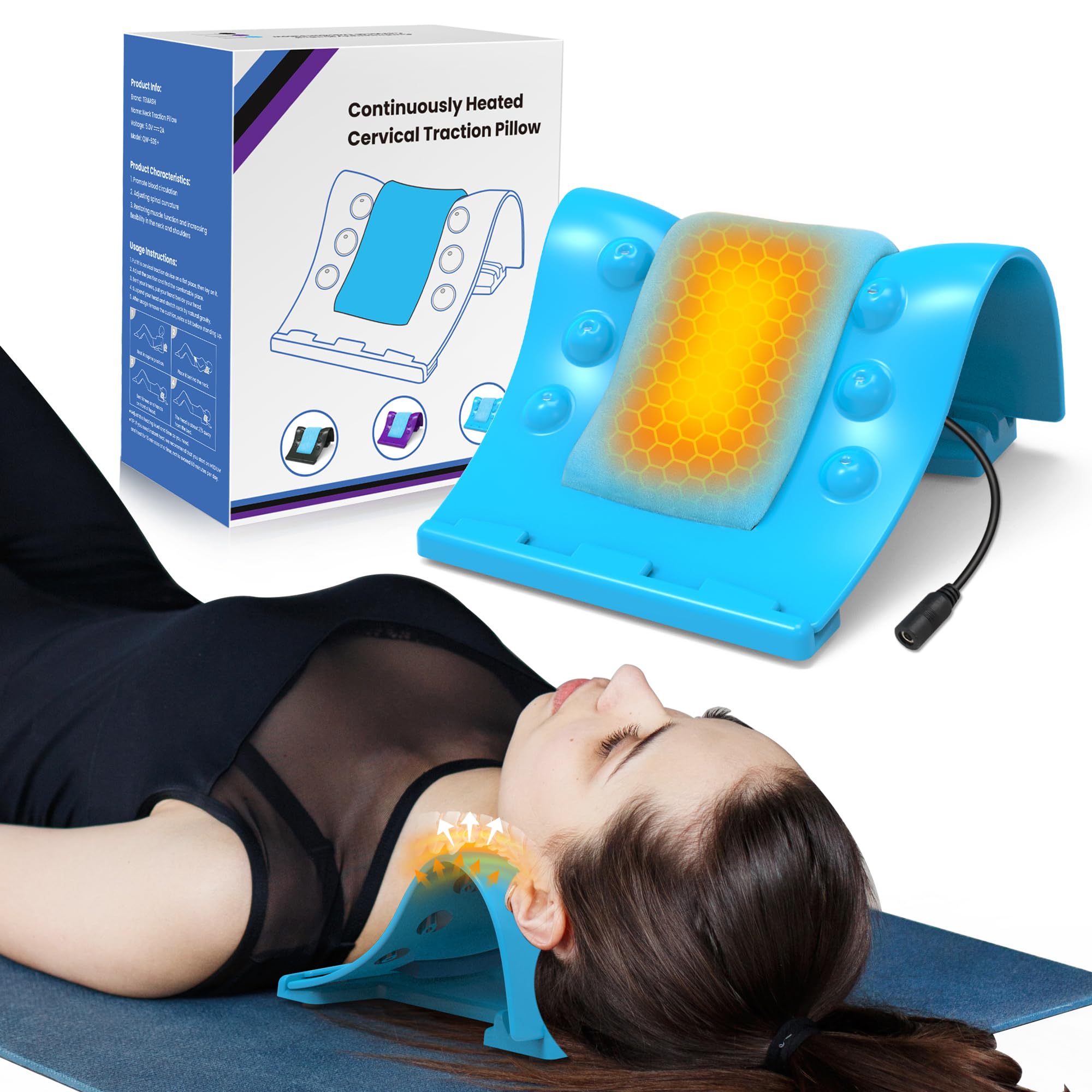 Amazon.com: TEMASH Heated Cervical Traction Device - Neck Stretcher for ...