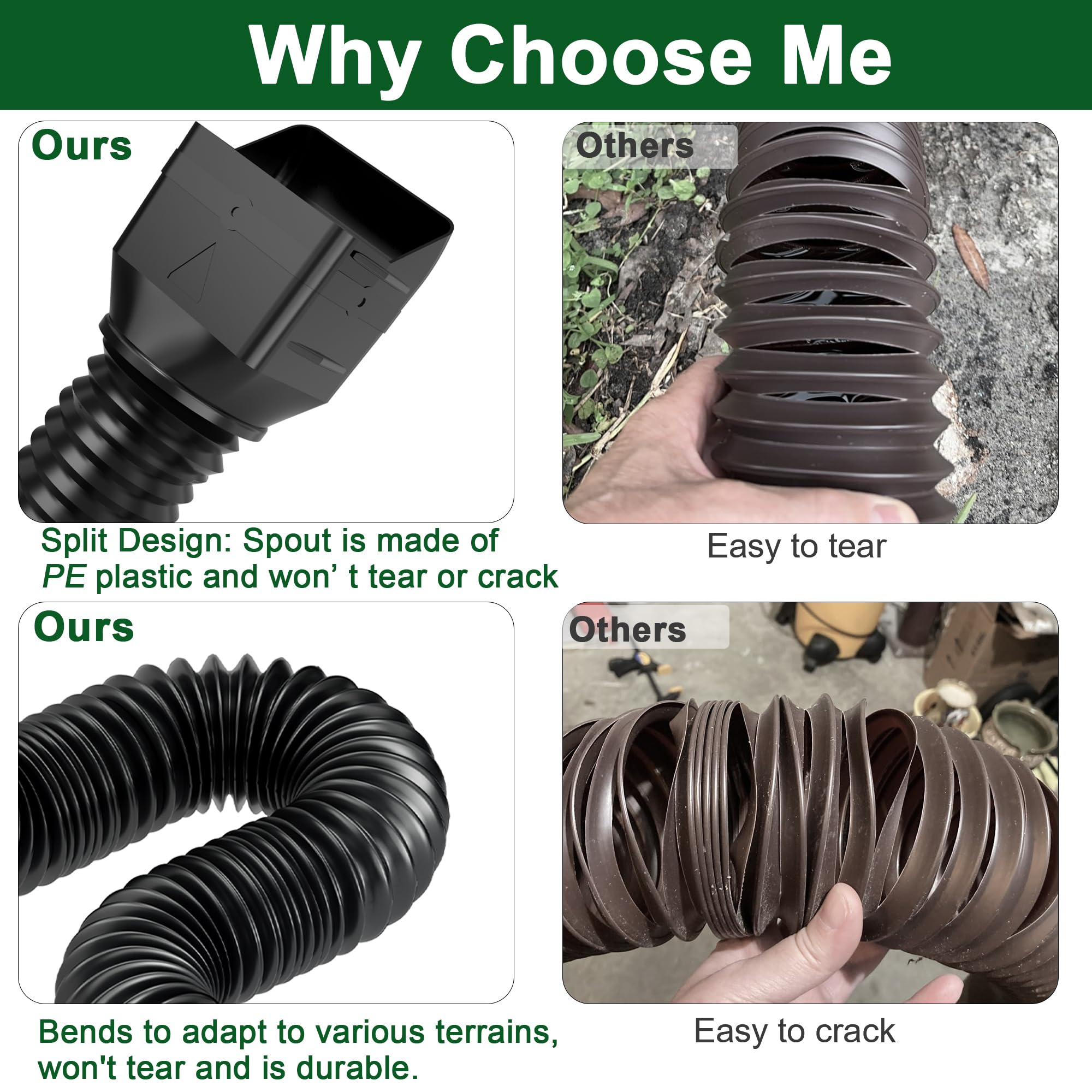 Snapklik.com : Binazon 1 Pack Black-Rain Gutter Downspout Extensions ...
