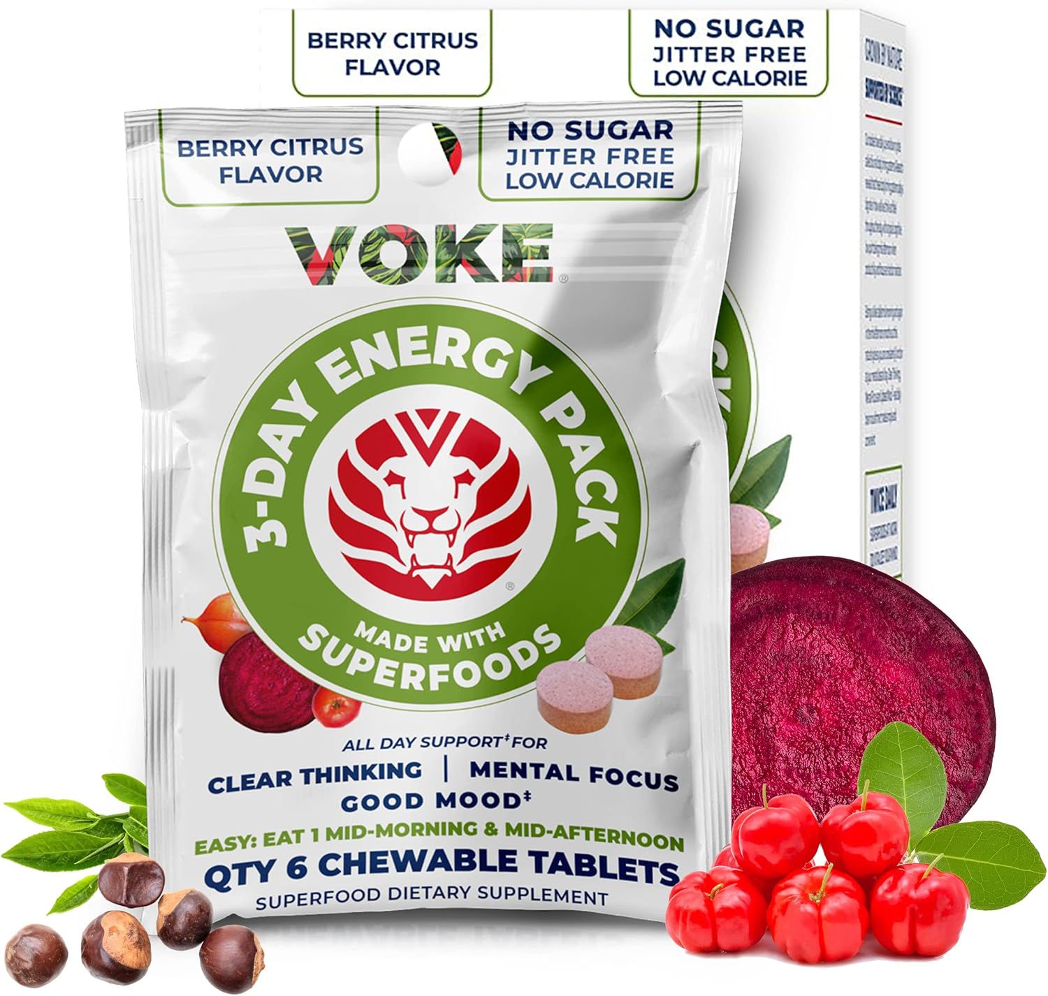 Amazon.com: Voke Energy Tablets - Rapid Focus Superfood Chewable ...