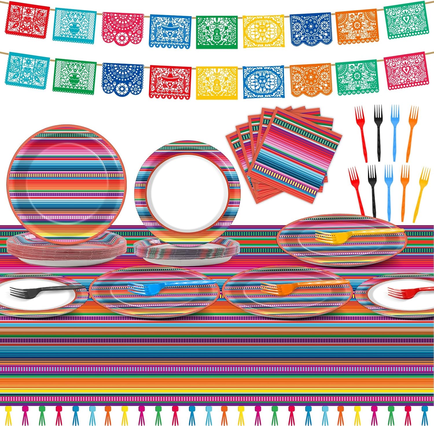 Amazon.com: Qyeahkj 119 Pcs Mexican Fiesta Party Supplies Set Includes ...