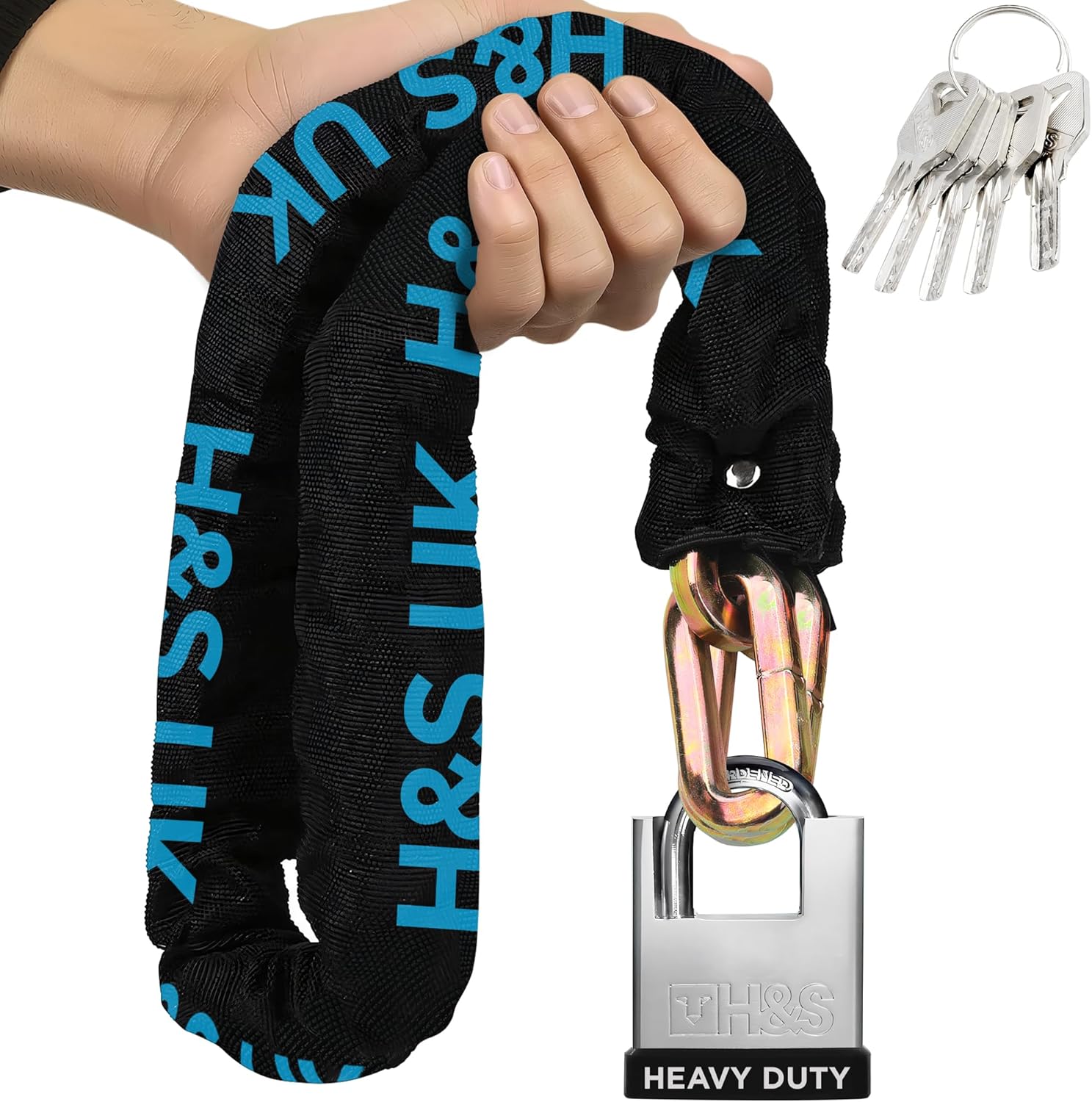 H&S Heavy Duty Bike Padlock and Chain for Ultimate Protection - Anti ...