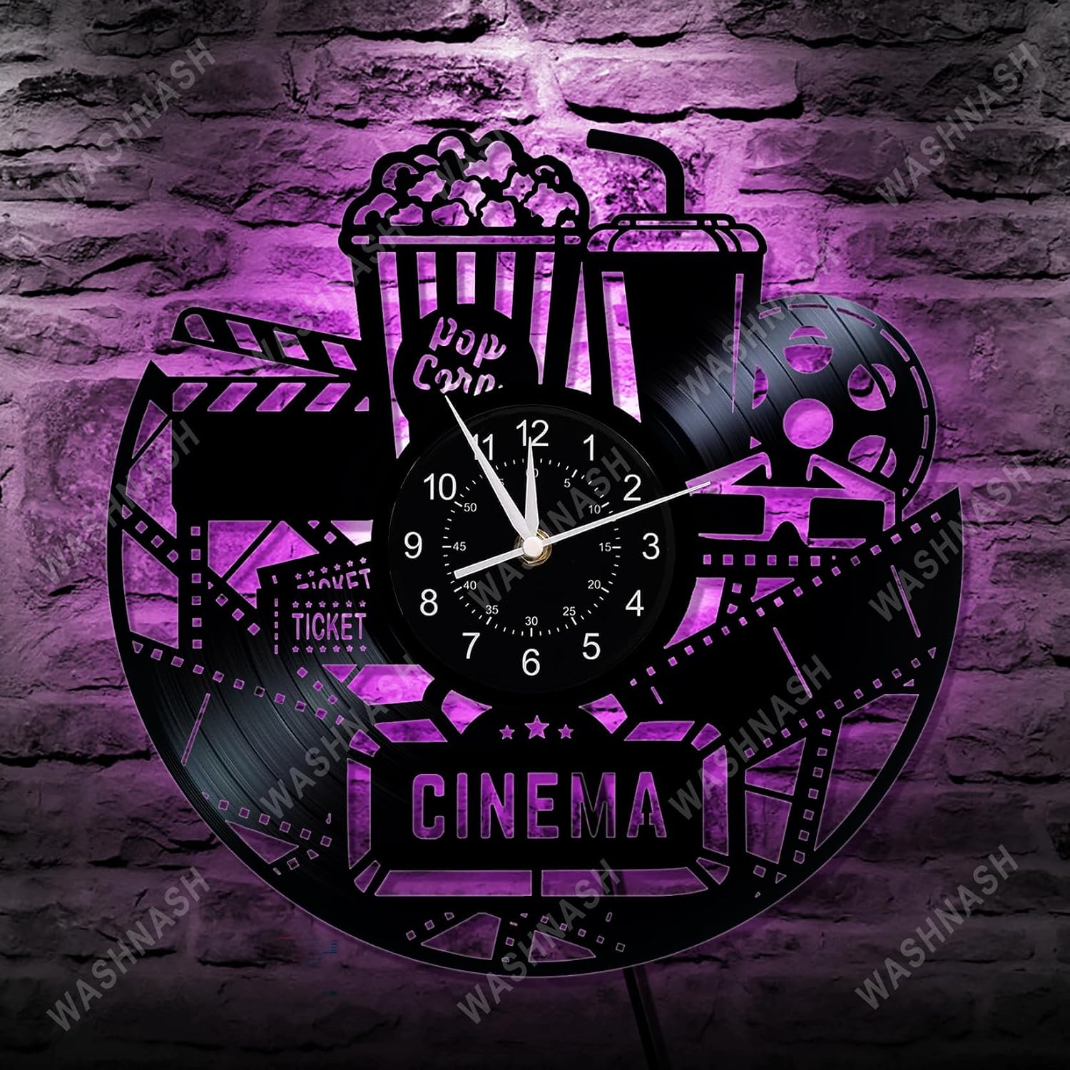 Amazon.com: Retro Cinema Theme Clock 12" Home Theater Vinyl Record Wall ...