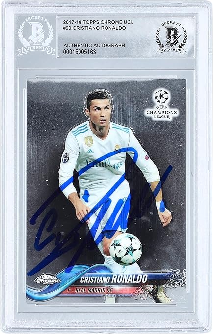 Cristiano Ronaldo Real Madrid Autographed 2017-18 Topps Chrome UCL #93 ...