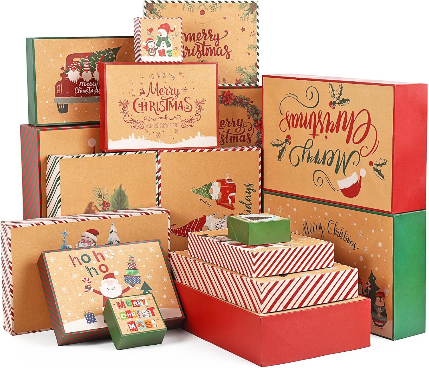 Amazon.com: Moretoes 20 Pcs Christmas Gift Boxes with Lids, 20 Designs ...