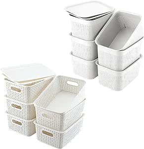 Amazon.com - AREYZIN 12 Pack Plastic Storage Baskets Bins With Lids for ...