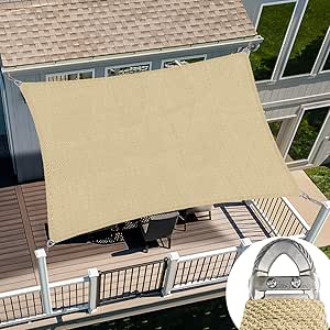 Amazon.com : ECOOPTS 27'x27' Sun Shade Sail with A Ring Steel Wire ...