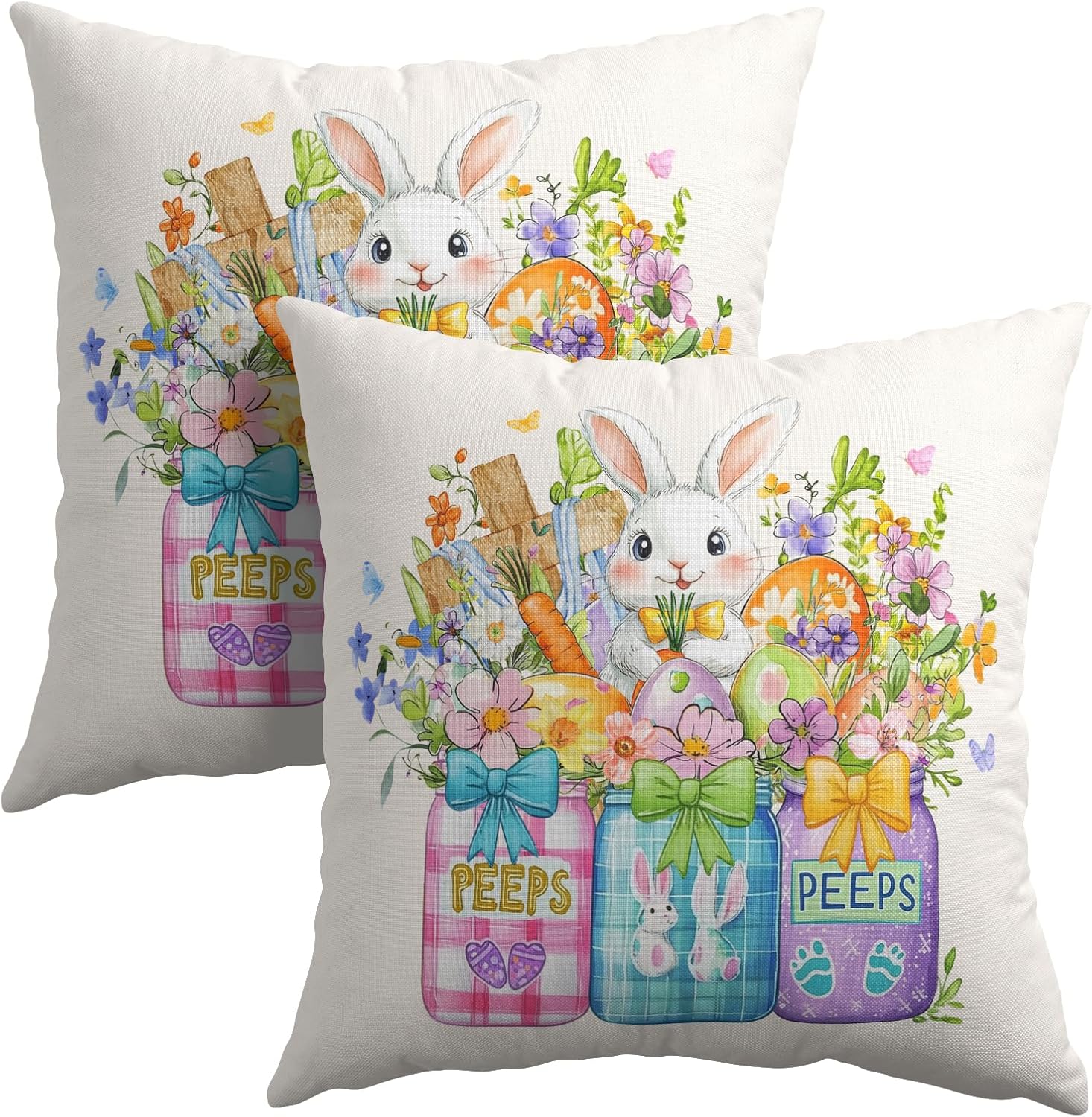 Amazon.com: Happy Easter Pillow Covers 18x18 Inch Set of 2 Easter ...